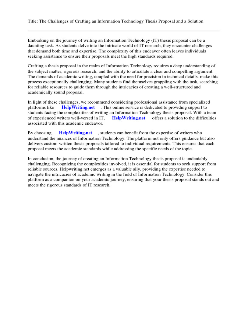 Information Technology Thesis Proposal Sample | PDF | Thesis | World Wide Web