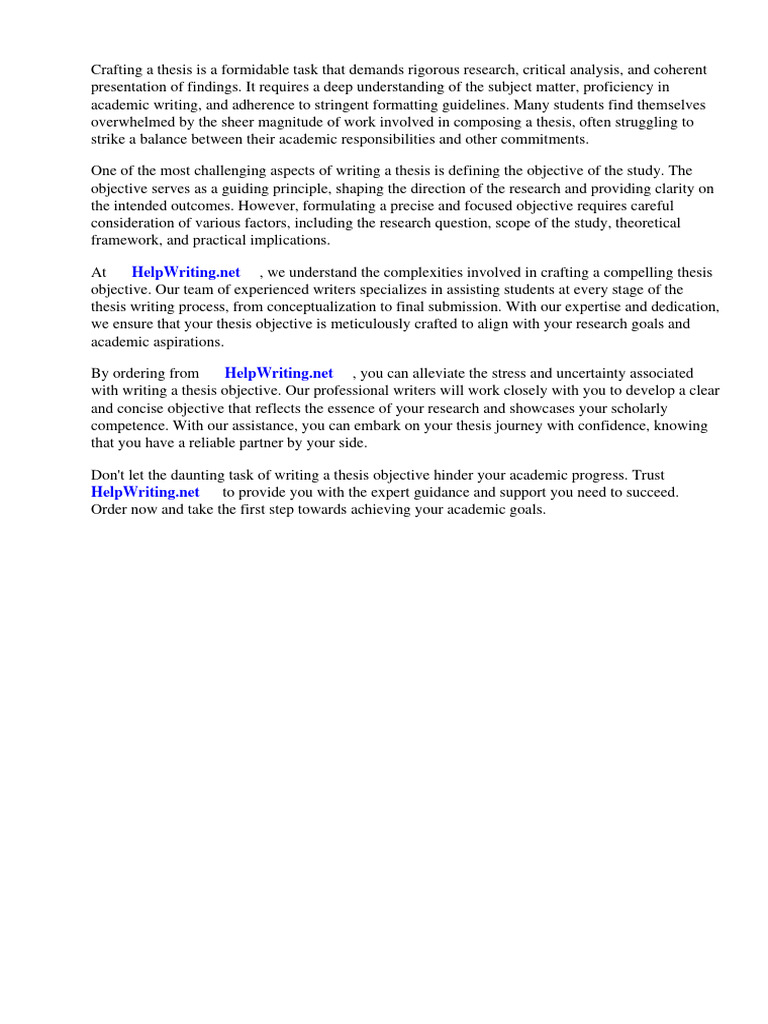 Sample Thesis Objective of The Study | PDF | Thesis | Methodology