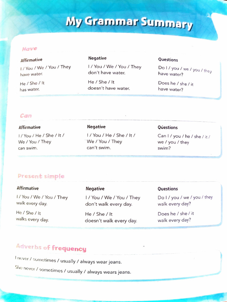 Grammar Summary 5th Form | PDF | Linguistic Typology | Language Families