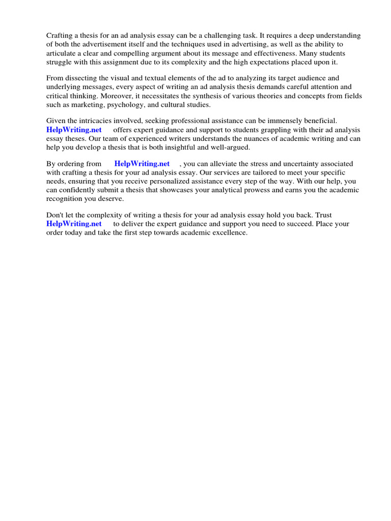 Ad Analysis Essay Thesis | Download Free PDF | Advertising | Brand