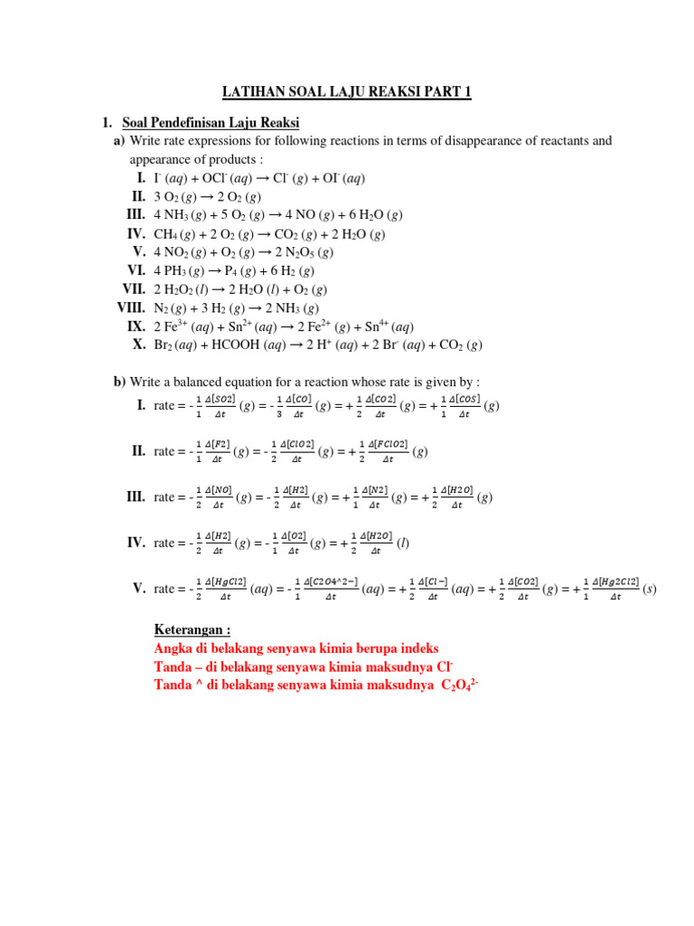 Latihan Soal Laju Reaksi Part 1 | PDF | Water | Reaction Rate