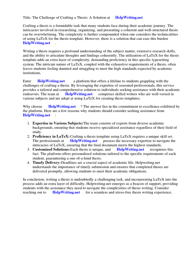 Thesis Help for Students Using LaTeX | PDF