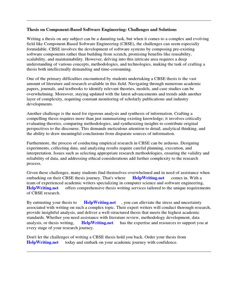 Thesis On Component Based Software Engineering | PDF | Component Based Software Engineering ...