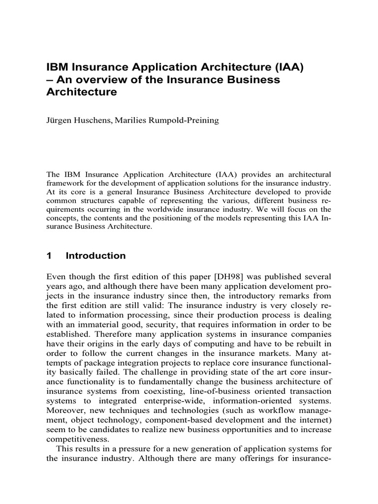 IBM Insurance Application Architecture (IAA) | PDF | Component Based ... IBM Insurance Application Architecture (IAA) | PDF | Component Based ...