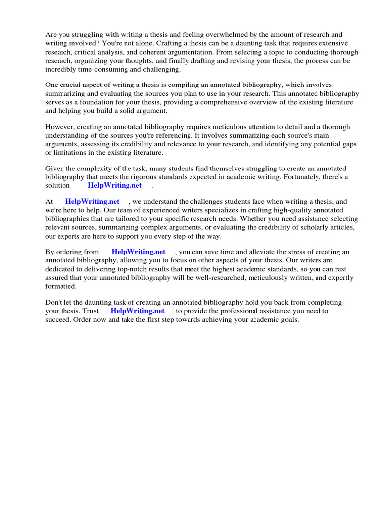 Example Annotated Bibliography Thesis | PDF | Citation | Bibliography
