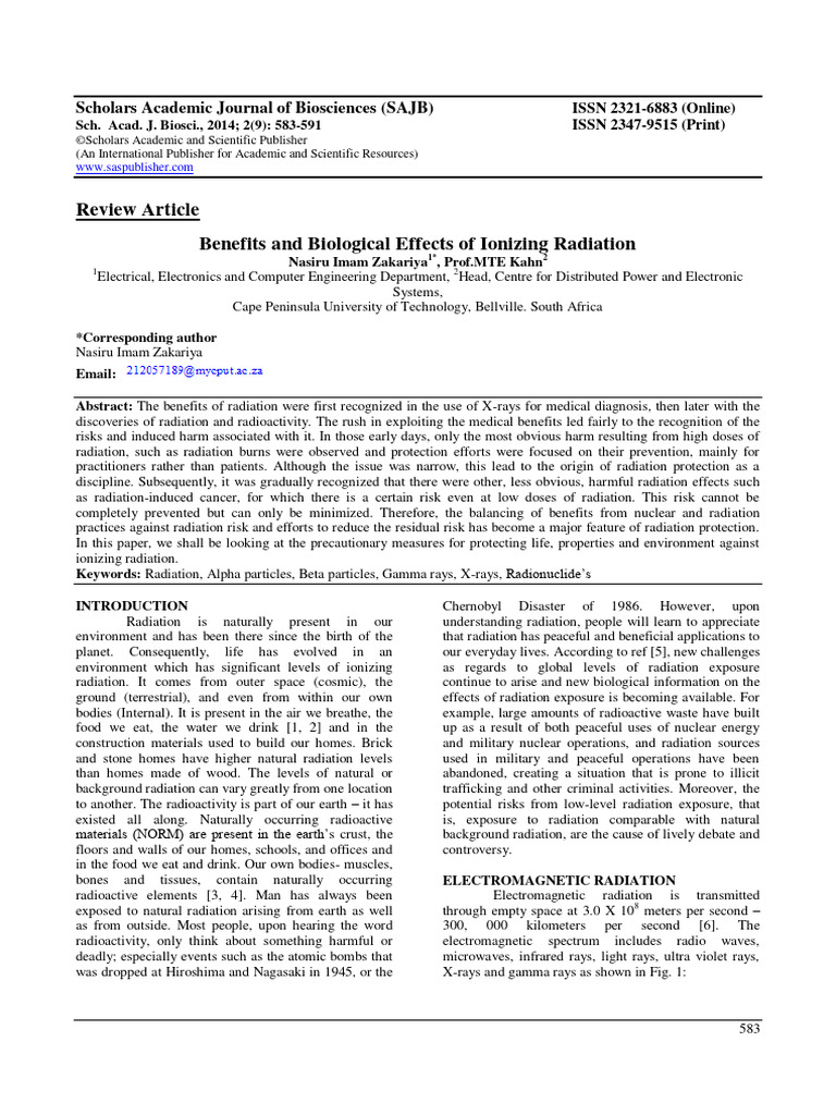 Ionizing Radiation: Benefits & Effects | PDF | Radiation Protection ...