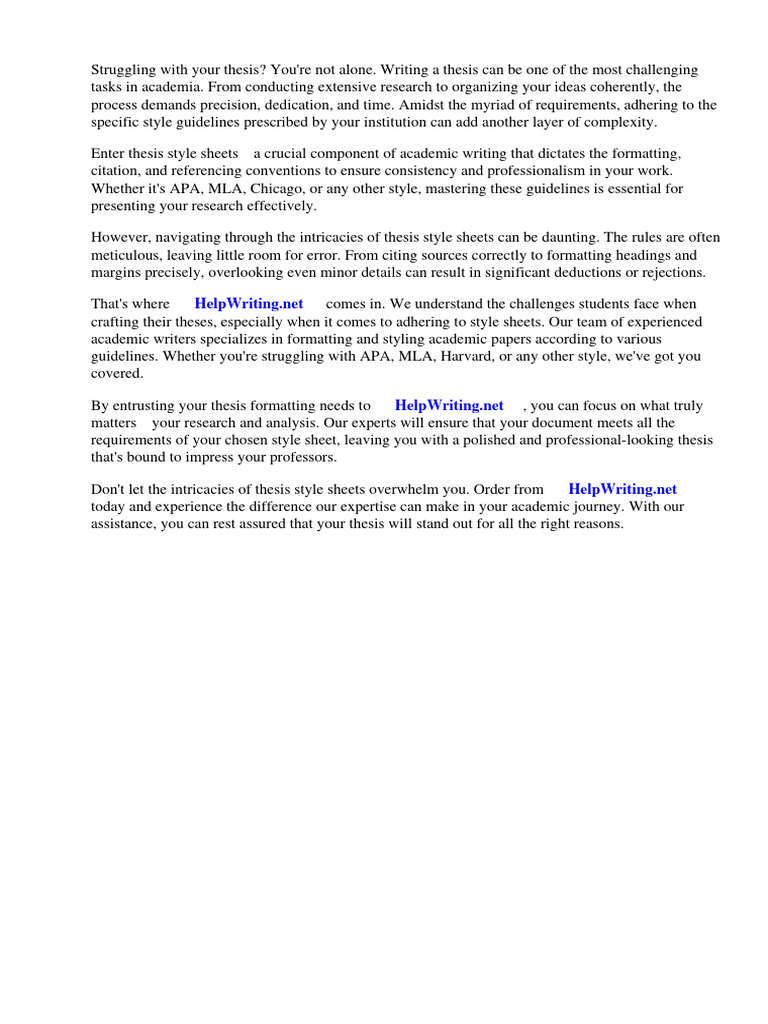 Thesis Style Sheets | PDF