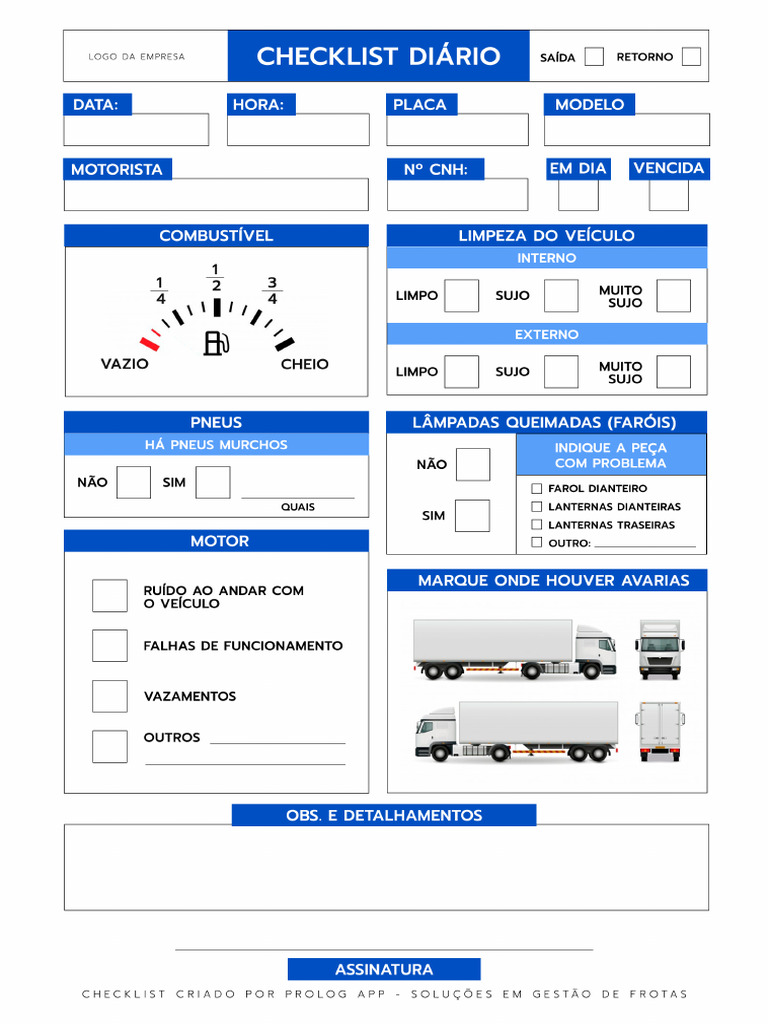 1.5 - Modelo Checklist Diario Prolog | PDF