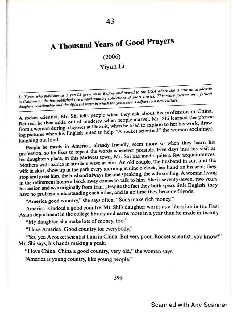 43 A Thousand Years of Good Prayers | PDF