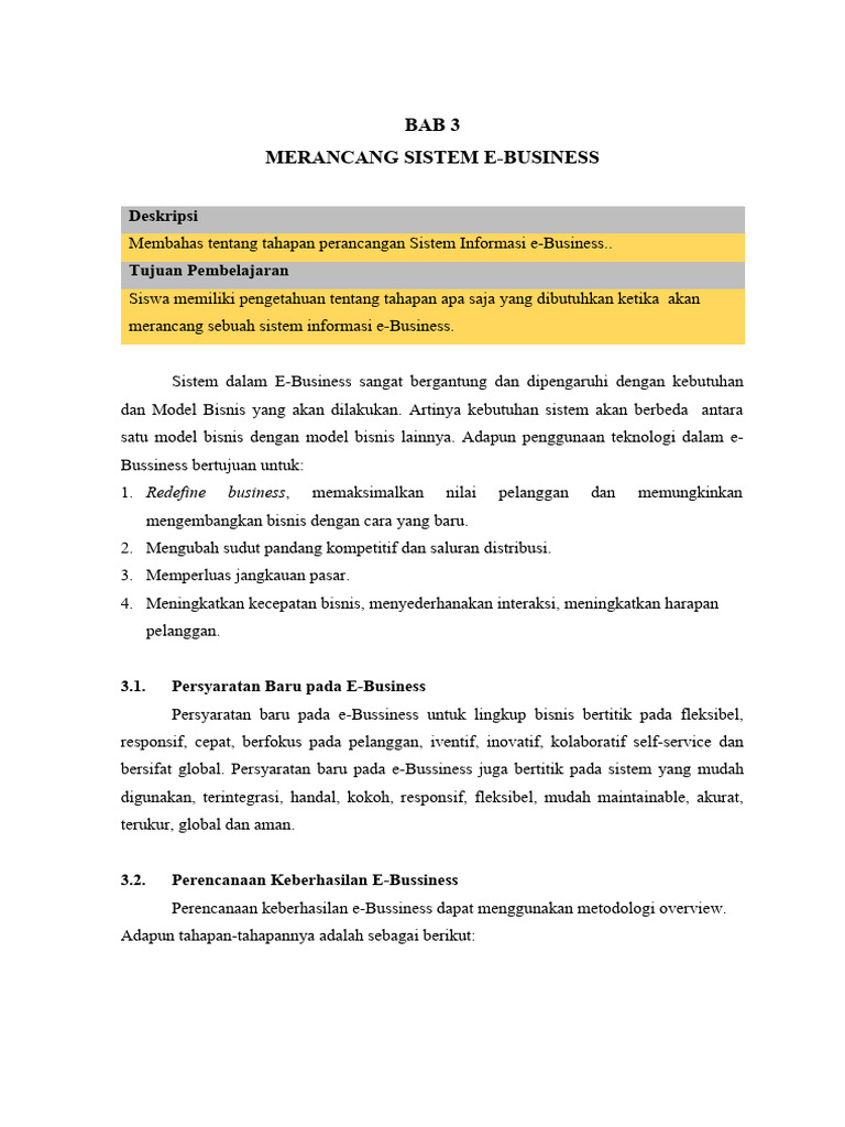 Bab 3 Merancang Sistem E-Business | PDF