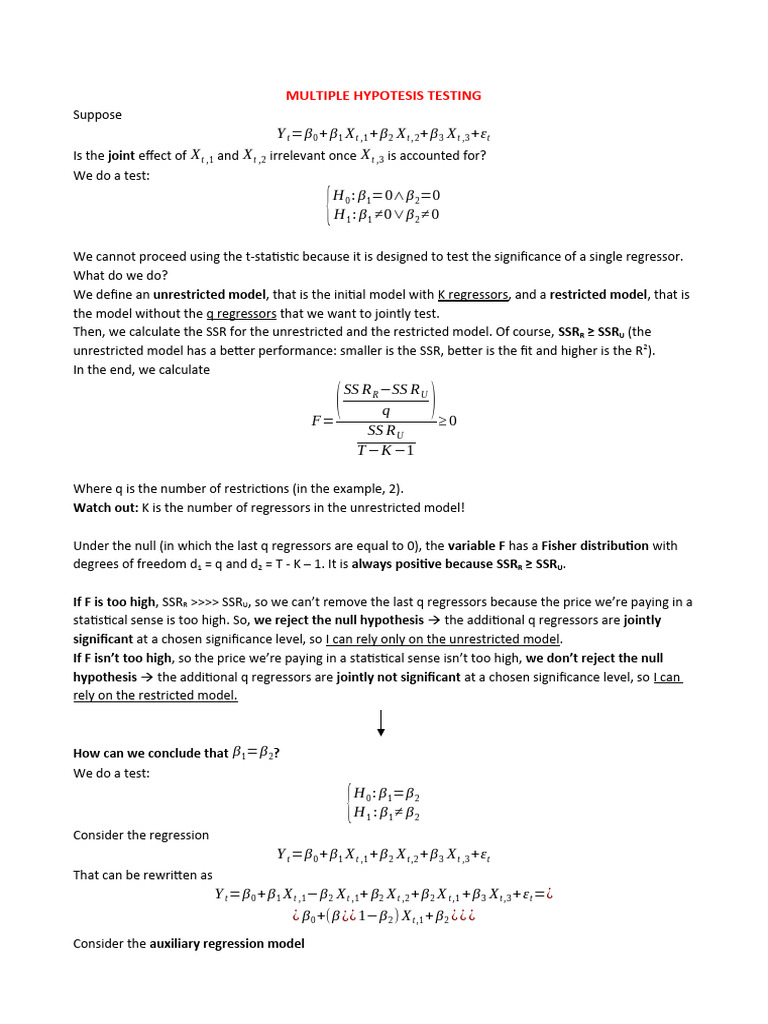 Multiple Hypotesis Testing Pdf Ordinary Least Squares Errors And