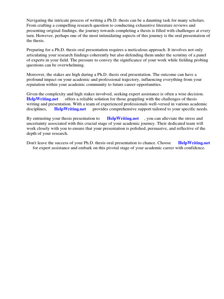 Phd Thesis Oral Presentation | PDF | Thesis | Doctor Of Philosophy