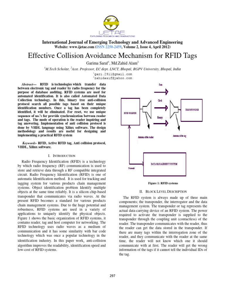 Effective Collision Avoidance Mechanism For RFID Tags | PDF | Radio Frequency Identification ...
