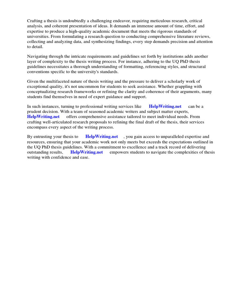 Uq PHD Thesis Guidelines | PDF