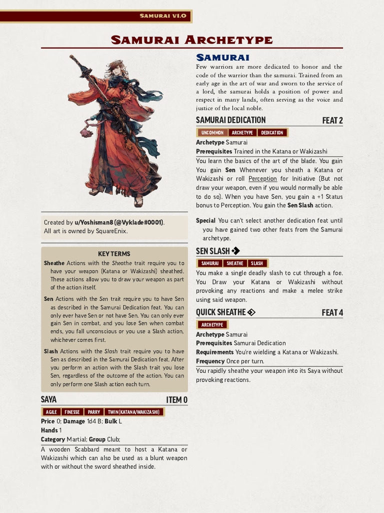 Pathfinder 2e - Samurai | PDF