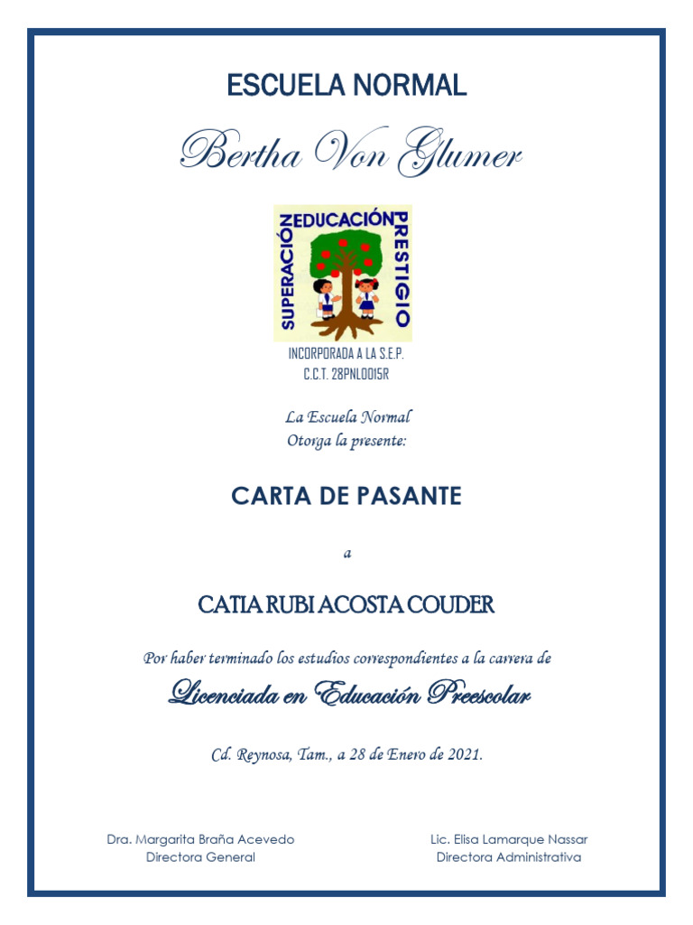 Carta Pasante 2021 | PDF
