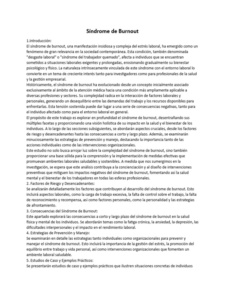 Síndrome de Burnout | PDF | Burnout ocupacional | Estrés (biología) Síndrome de Burnout | PDF | Burnout ocupacional | Estrés (biología)