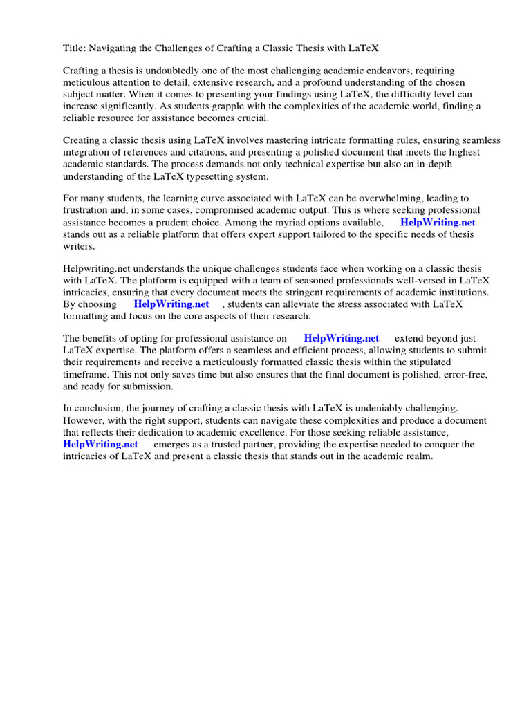 Classic Thesis Template Latex | PDF | Thesis | Page Layout