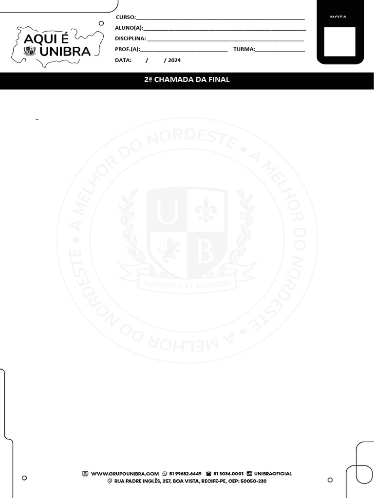2ª Chamada Final Unibra | PDF | Tecnologia e Engenharia