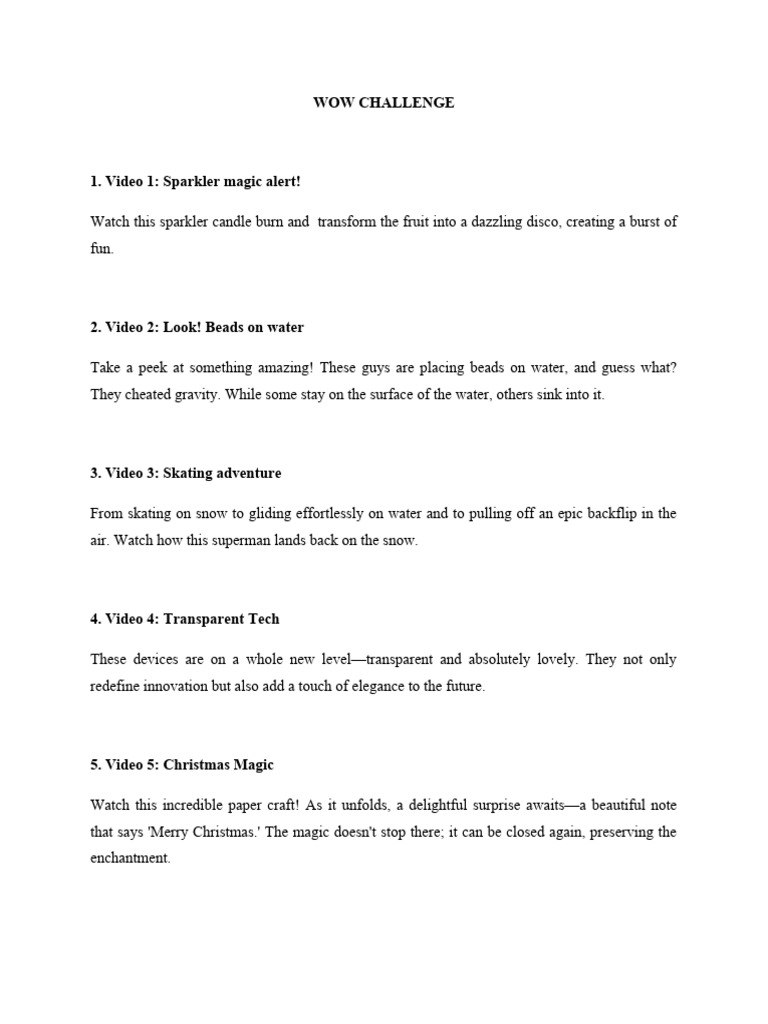 Wow Challenge-2 | PDF