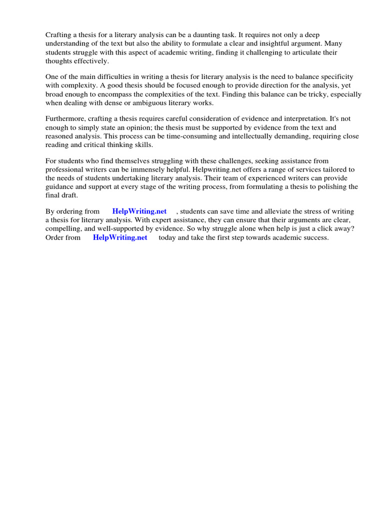 How To Make A Good Thesis For Literary Analysis | PDF | Essays | Thesis