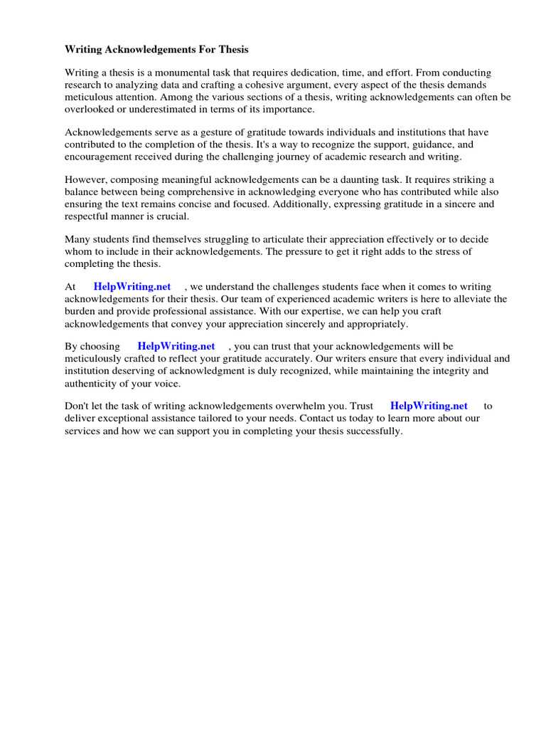 Writing Acknowledgements For Thesis | PDF | Thesis | Doctor Of Philosophy