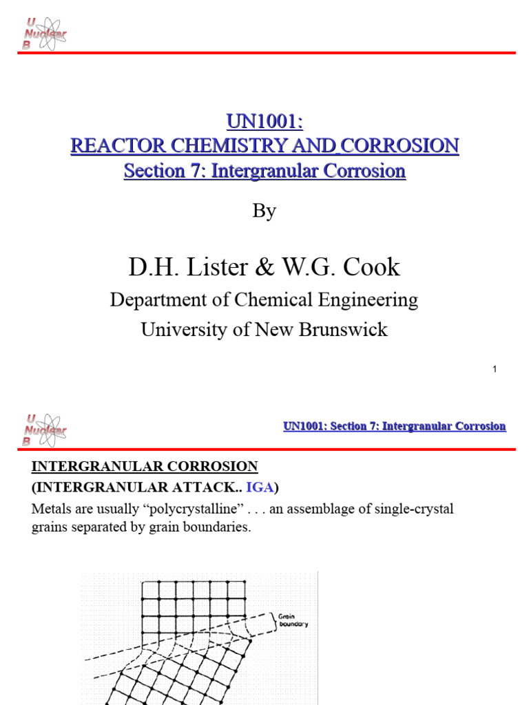 D.H. Lister & W.G. Cook: UN1001: Reactor Chemistry and Corrosion ...