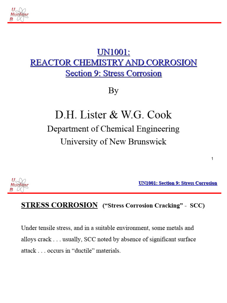 D.H. Lister & W.G. Cook: UN1001: Reactor Chemistry and Corrosion ...