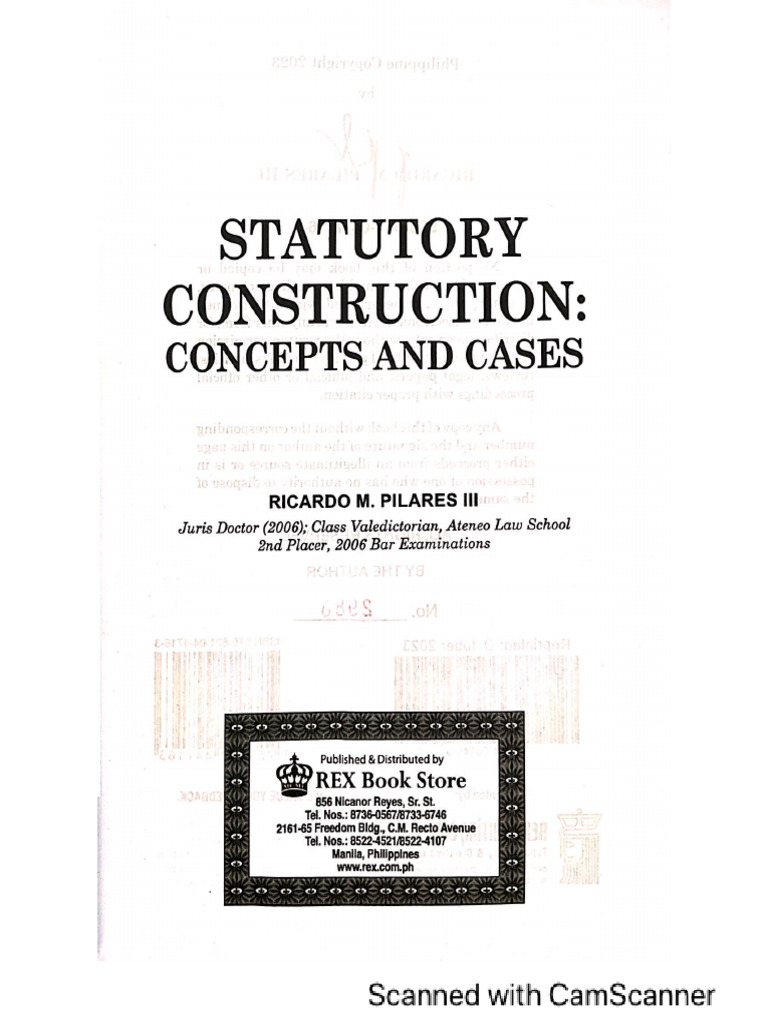 Statutory Construction Pilares 2023 Chapter 1 | PDF