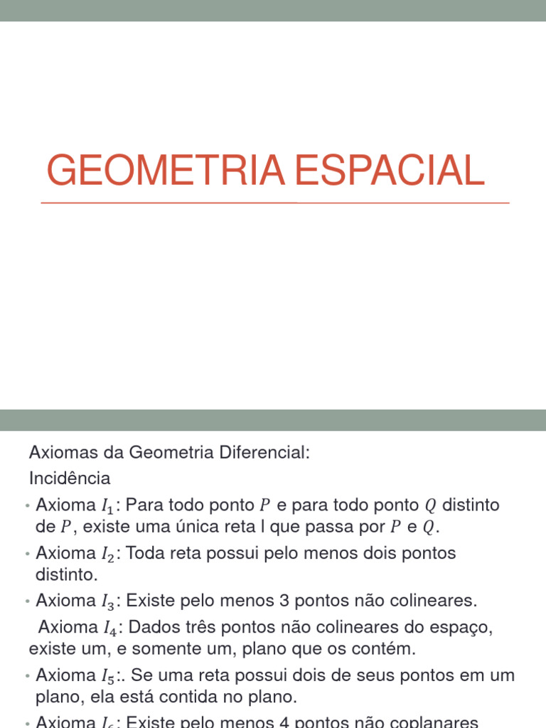 Geometria Espacial | PDF | Linha (Geometria) | Axioma