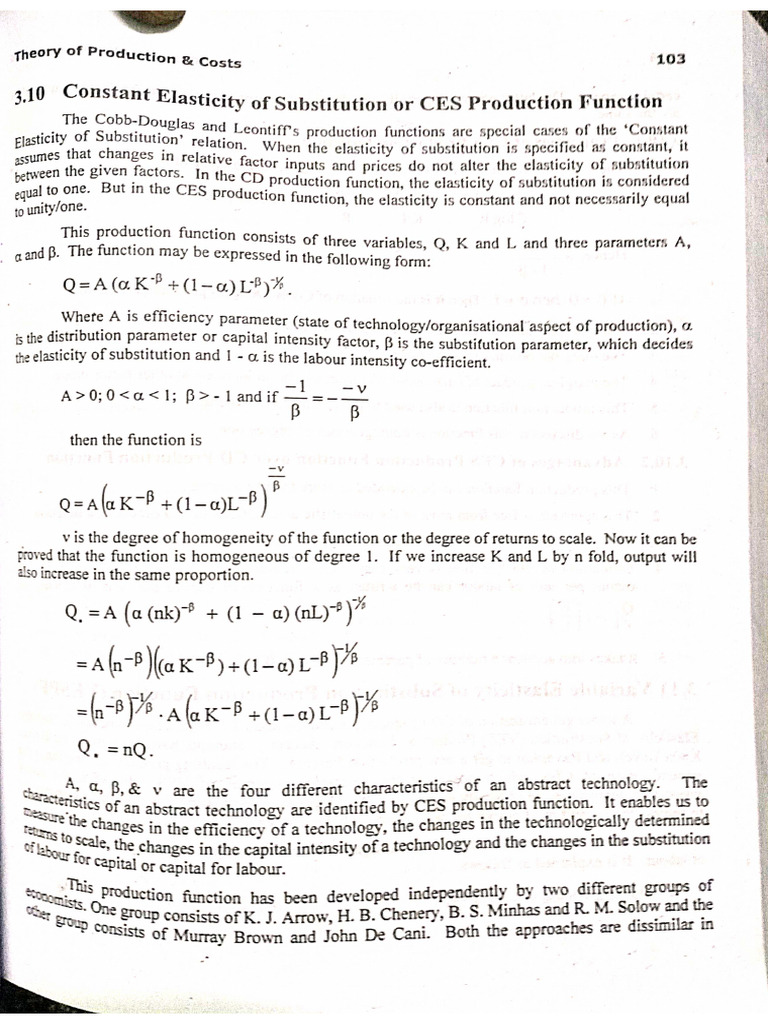Ces Production Function Pdf