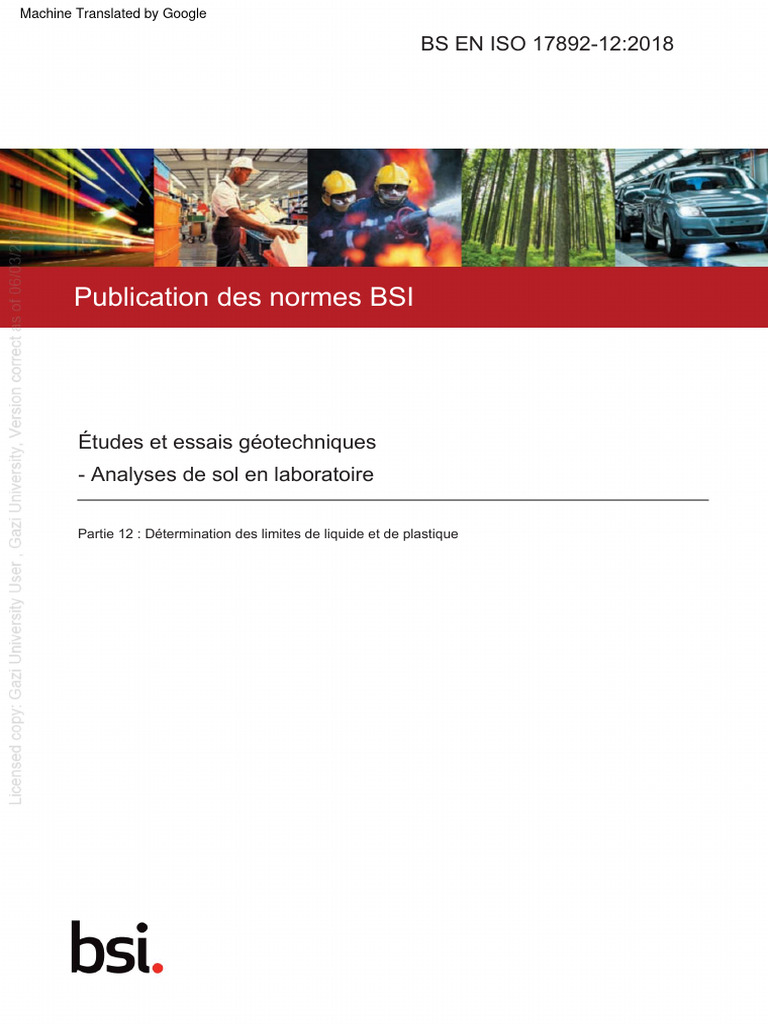 BS EN ISO 17892-12 - 2018 - The British Standards Institution - 2018 - VERSION EN FRANCAIS | PDF ...