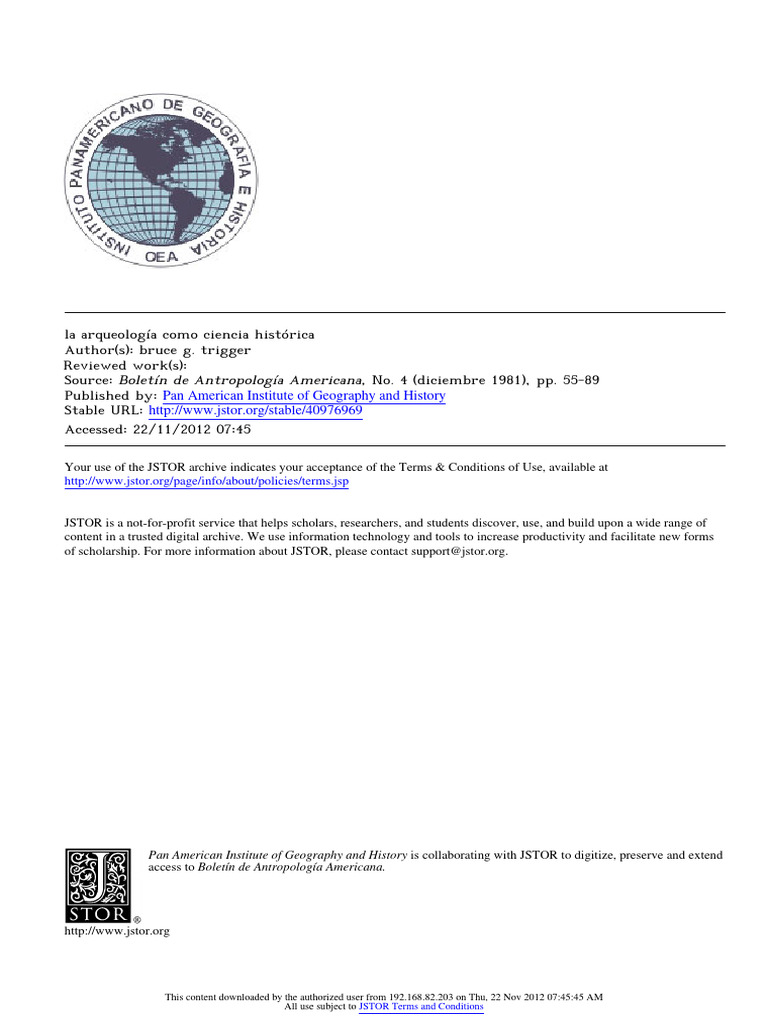 Trigger, Bruce, Arqueología Como Ciencia Histórica, Unidad 1, Guía de ...