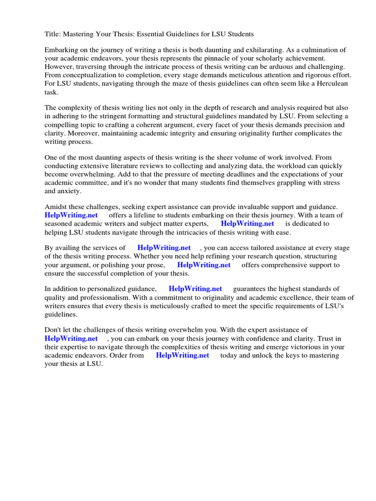 Thesis Guidelines Lsu | Download Free PDF | Thesis | Citation