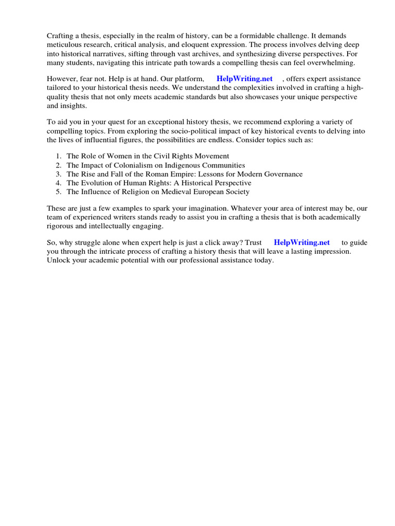 Good History Thesis Topics | PDF | Thesis | Essays