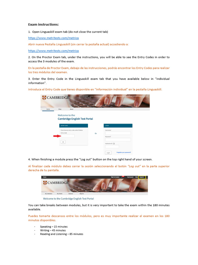 Exam Instructions Proctor Exam | PDF