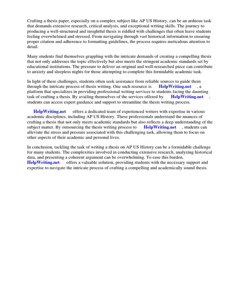 How To Write A Thesis AP Us History | PDF | Essays | Thesis