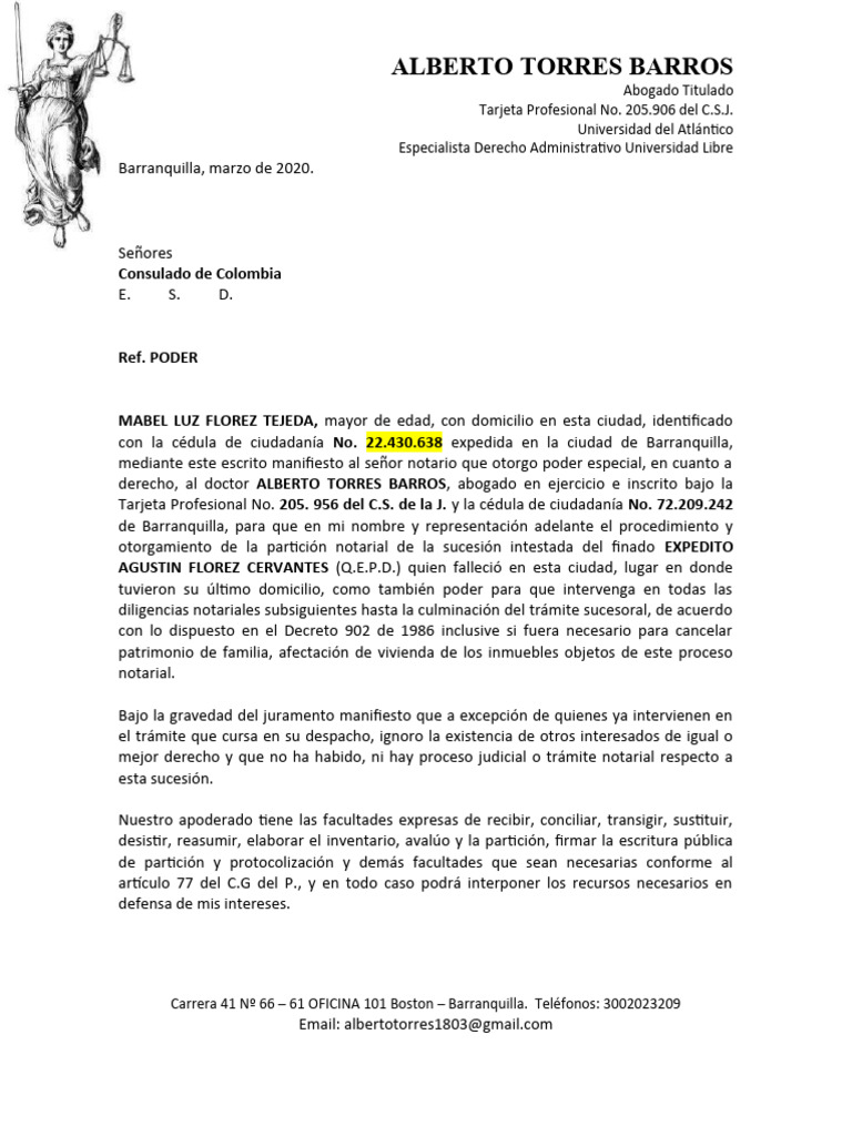 Poder Notarial Sucesión Barranquilla | PDF | Justicia | Crimen y violencia