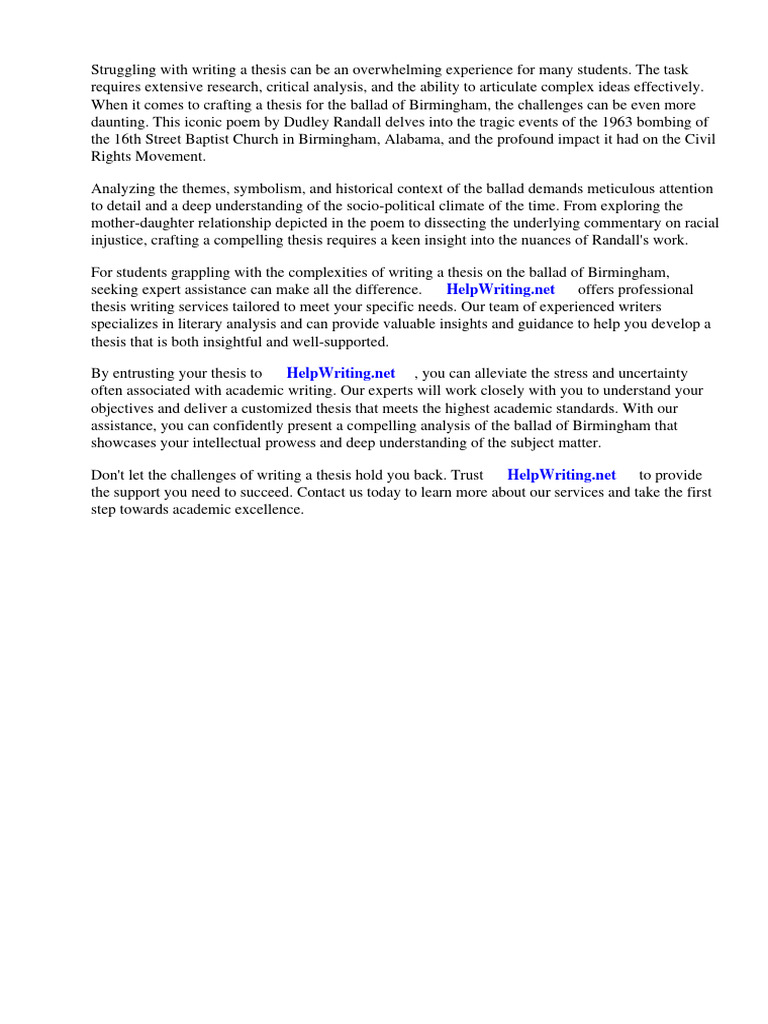 Thesis For Ballad of Birmingham | PDF | Poetry | Ballad