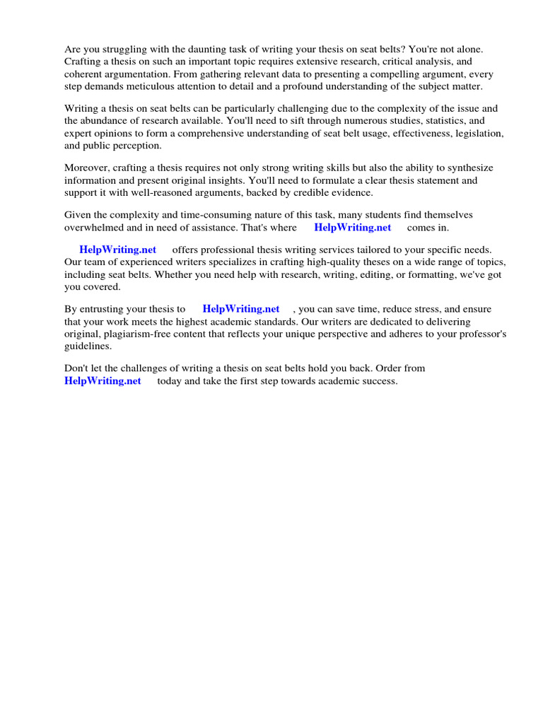 Thesis On Seat Belts | PDF | Seat Belt | Traffic Collision