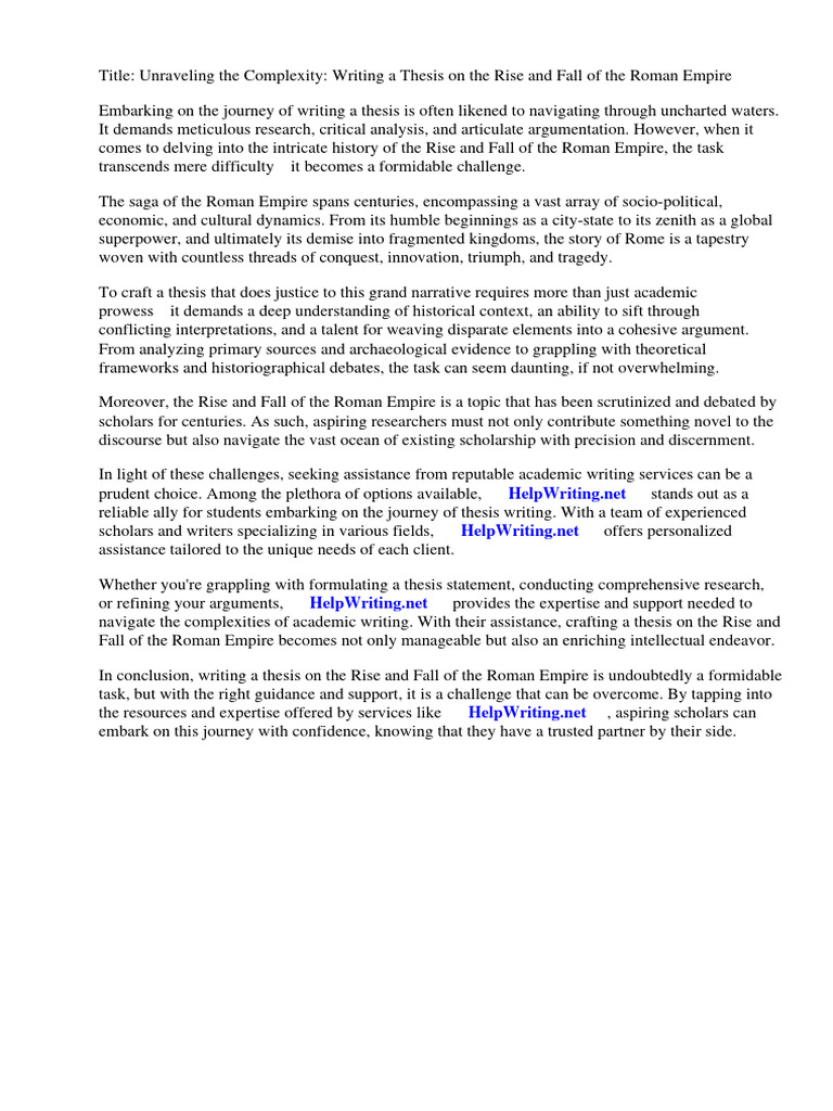 Rise and Fall of The Roman Empire Thesis Statement | Download Free PDF ...