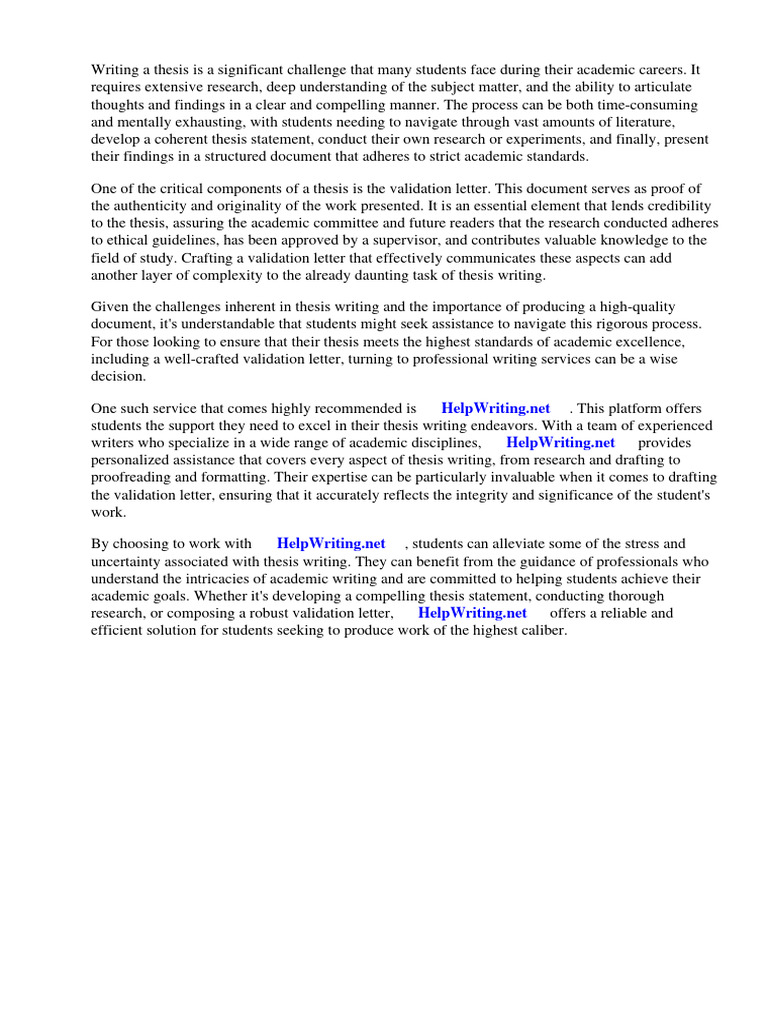 Thesis Validation Letter | PDF