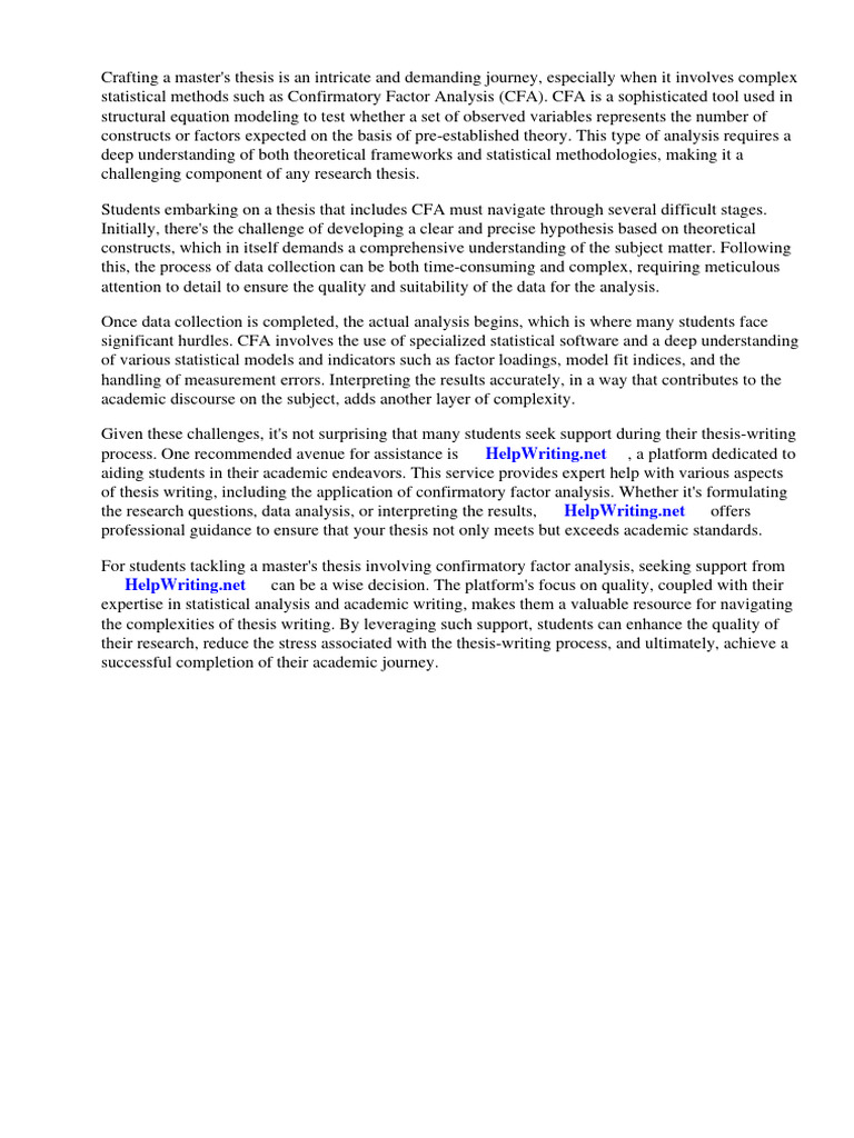 Confirmatory Factor Analysis Master Thesis | PDF