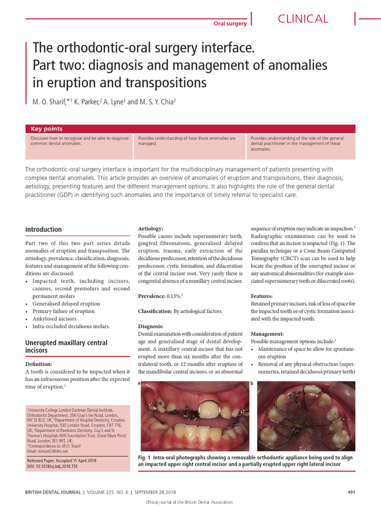 The Orthodontic-Oral Surgery Interface. | PDF | Human Tooth | Orthodontics