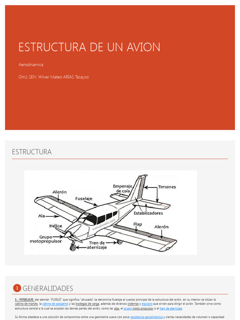 Estructura y Partes de un Avión | PDF | Tren de aterrizaje | Avión