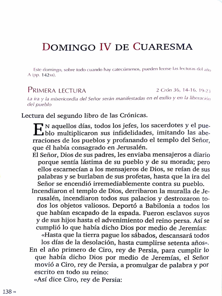 Lecturas Domingo IV de Cuaresma | PDF