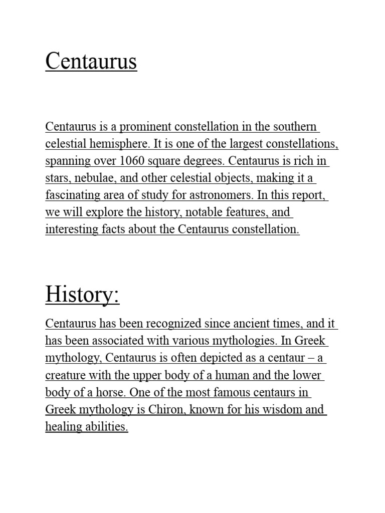 Centaurus | PDF | Stellar Groupings | Astronomical Objects