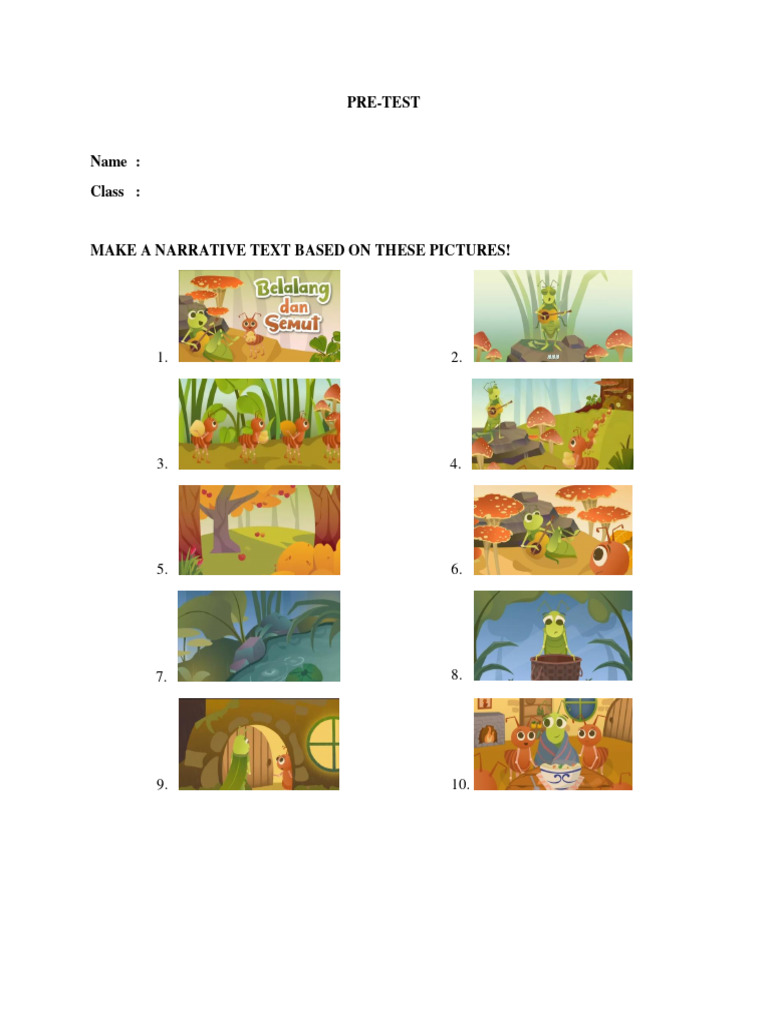 Pre and Post Test Narrative Assessment | PDF | Grammar | Cognitive Science