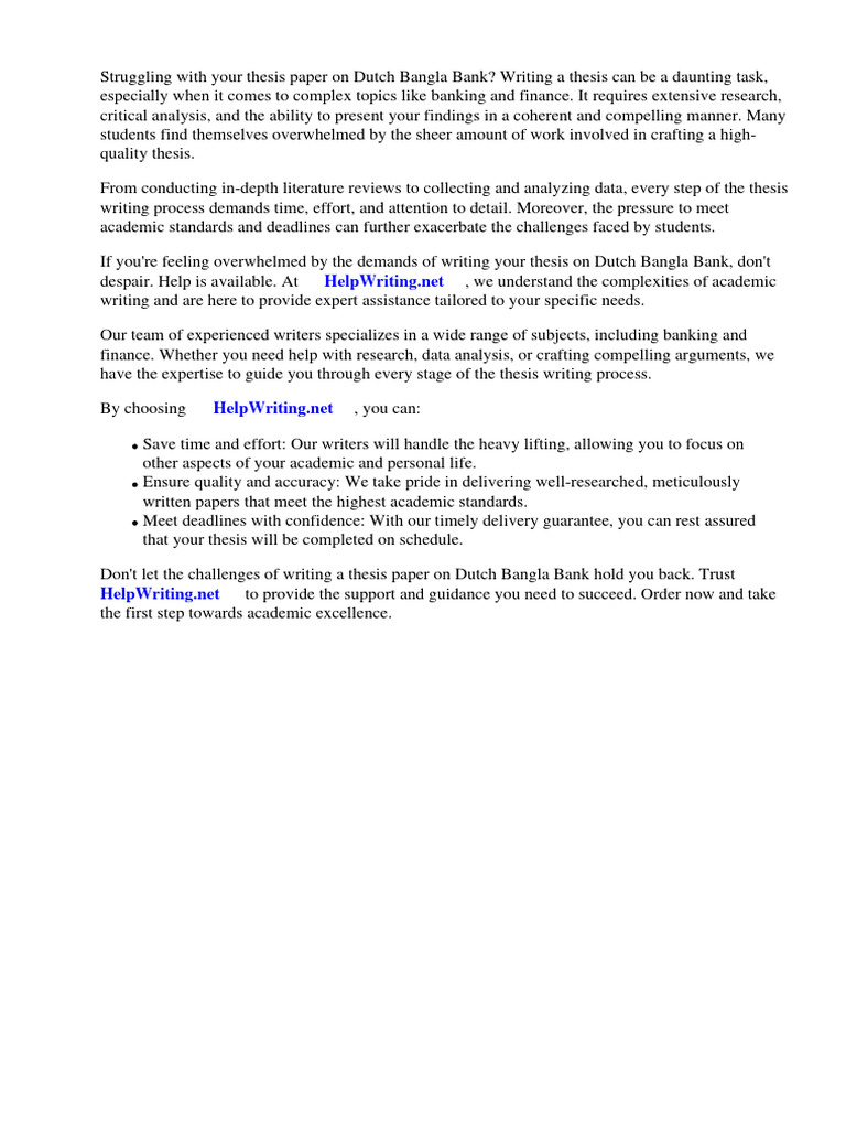 Thesis Help for Dutch Bangla Bank | PDF | Banks | Credit