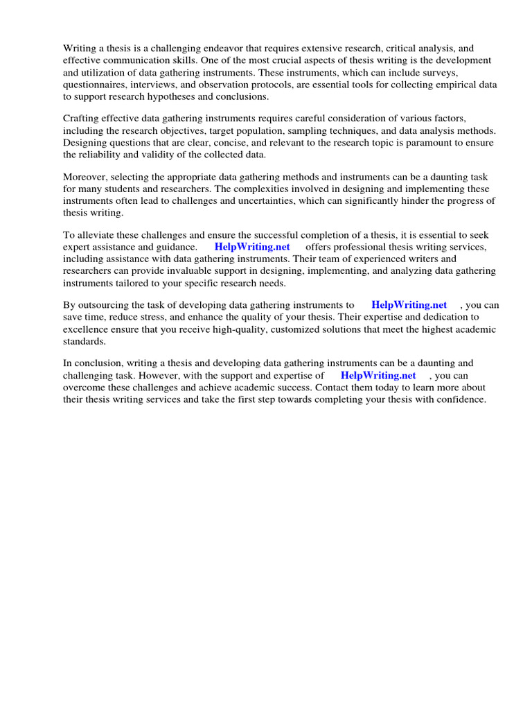 Data Gathering Instruments Thesis | PDF